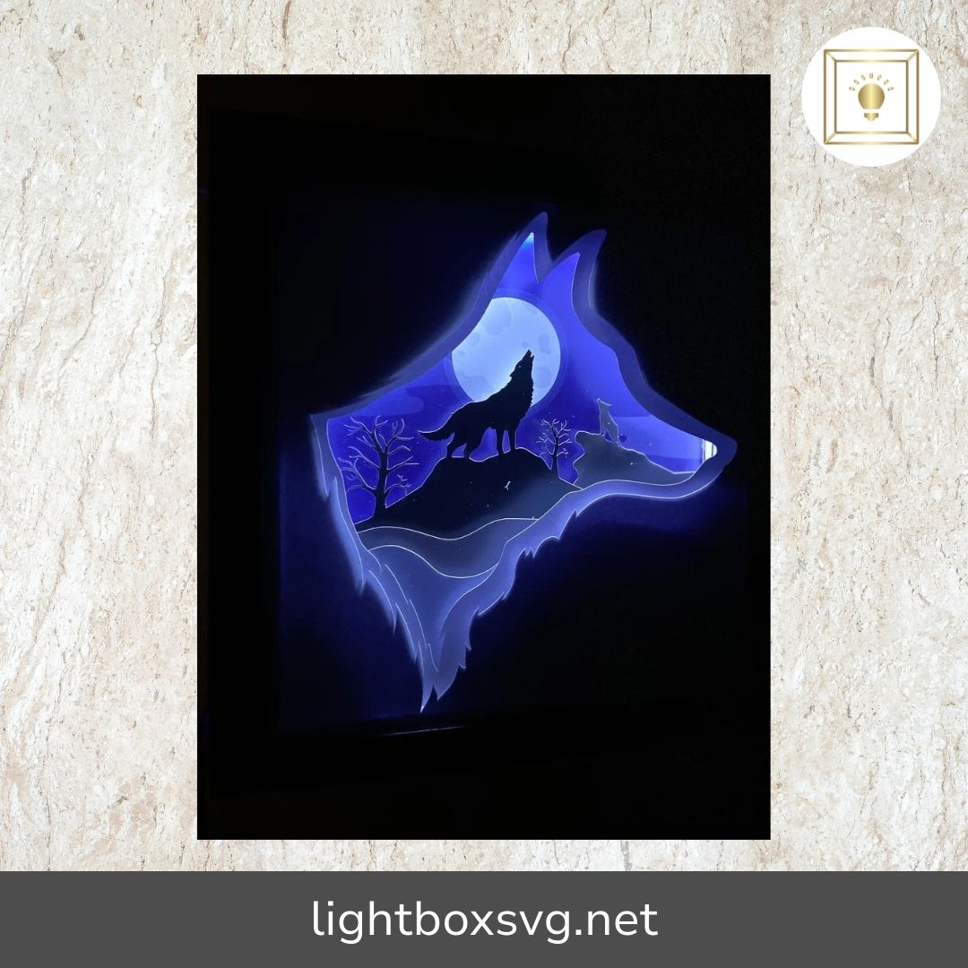 Download Wolf mountain, 3D Paper Cut Light Box Template, SVG Digital ...